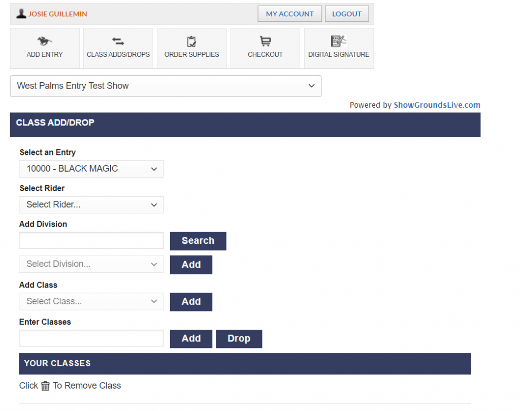 How to add/drop classes online – Showgrounds Documentation